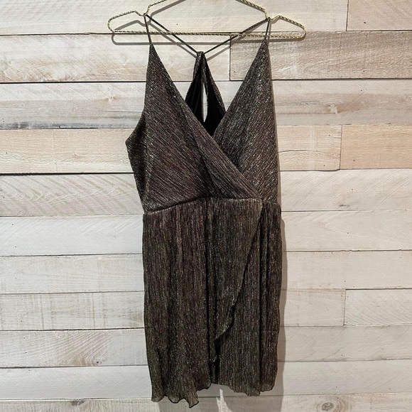 Express | Dresses | Express Shimmer Dress Size Large Nwot Metallic ...